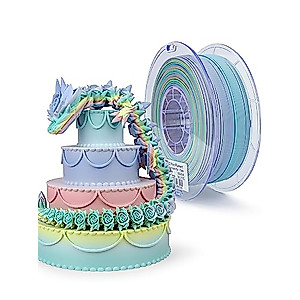 ZIRO 3D Printer Filament,Matte PLA Filament 1.75mm,Multicolor Rainbow PLA Filament,1KG/2.2lb,Macaron