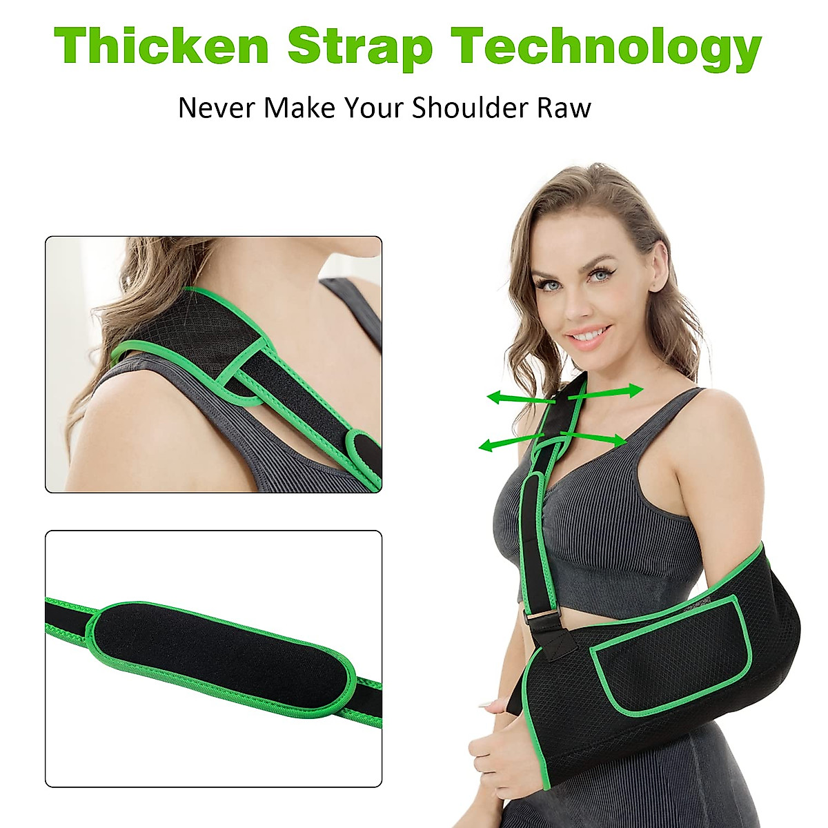 KKOOMI Arm Sling, Arm Sling for Shoulder Injury, Rotator Cuff Pillow, Arm Sling Shoulder Immobilizer, with Adjustable Padded, Shoulder Brace for Women Men, Arm Sling for Wrist Elbow Injury, Women Support Straps for Left&Right (Black, Small/Medium)