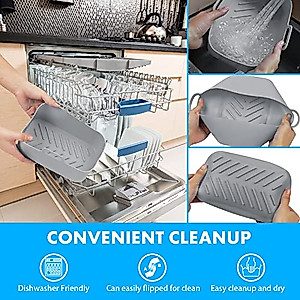 Air Fryer Silicone Liners-2Pcs Air Fryer Silicone Pot Reusable Silicone Air Fryer Liners Food Safe Non Stick Air Fryer Basket Accessories Replacement Baking Tray for Ninja Dual Dz201 Dualzone