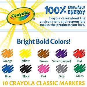 Crayola Fine Line Markers For Kids, Back to School Supplies For Teachers, Bulk Markers For School, 200 Count, Brown
