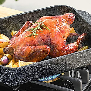 S·KITCHN Set of 3 Nonstick Roasting Pan Baking Dishes for Lasagna, Casserole and Bread Baking Pan, Large & Deep Lasagna Pan with Handles