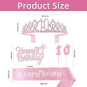 3rd Birthday Decorations for Girl, Including 3rd Birthday Crown/Tiara, Sash, Happy Birthday Cake Toppers and Number 3 Candles, Pink Birthday Party Supplies 3 Year Old Girl Birthday Gift Ideas