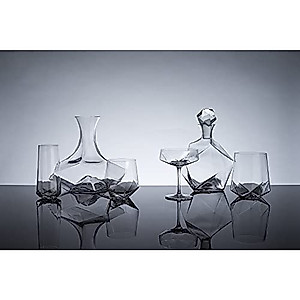 Viski Faceted Coupe Glasses set of 2, Champagn, Martini, Wine, Crystal Cocktail Glasses for Bar, Drinking Glass Set of 2, 7oz