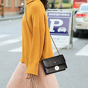 FOXER Women Leather Crossbody Bag Small Crossbody Purse Shoulder Bag Valentine's Day Gift Black, One Size