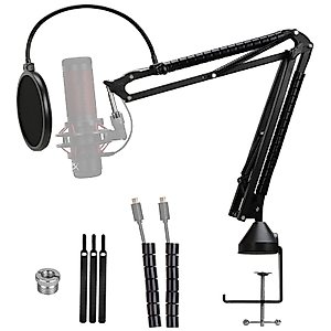 Quadcast Mic Boom Arm with Pop Filter - Advanced Microphone Arm Compatible with HyperX QuadCast Microphone, Professional Adjustable Scissor Microphone Stand by YOUSHARES