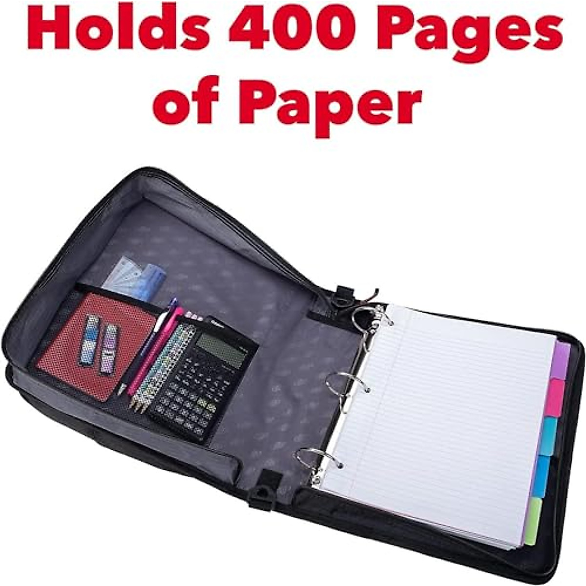 Case-it The Universal Zipper Binder - 2 Inch O-Rings - Padded Pocket That Holds up to 13 Inch Laptop/Tablet - Multiple Pockets - 400 Page Capacity - Comes with Shoulder Strap - Spearmint LT-007