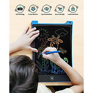 Derabika Learning Toys for 3 4 5 6 7 Girls Boys Gifts, 10 Inch Colorful LCD Writing Tablet Drawing Board, Electronic Doodle Board for Kids Christmas Birthday Present for Girls Boys Age 3-7 (Blue)