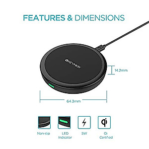 Wireless Charger, KEYMOX 5W charger compatible with all QI-Enable Devices Including iPhone 12/12 Mini/12 Pro Max /11 Pro,AirPods, Galaxy S20,S10, Note 10 (No AC Charger)