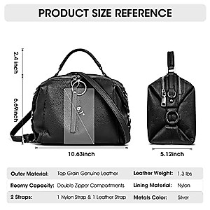Kattee Genuine Leather Handbag Purse for Women Fashion Ladies Designer Shoulder Bag Mini Size Adjustable Straps