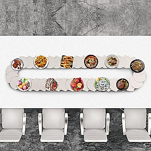 BANLICALI Dining Table, Rotating 360° Manual Adjustable Dining Table, 6.56ft ABS Turntable Serving Train, Round Kitchen Table Turntable for Banquets Party Wedding Milk White Load 10kg/22 lb