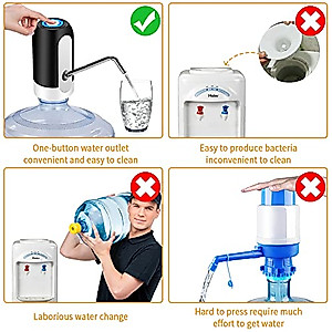 Water Bottle Pump 5 Gallon,USB Charging Automatic Water Dispenser,Portable Electric Drinking Water Pump with Rechargeable Batteries,for Home Kitchen Office Camping(Black)