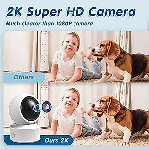 Indoor Security Camera, 2K HD Pan/Tilt Wireless Pet Camera for Baby Monitor, 5G & 2.4G WiFi Home Security Camera for Dog/Nanny, Night Vision, Siren, Compatible with Alexa (64G SD Card)