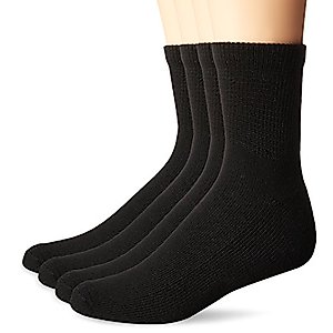 Dr. Scholl's Men's 4 Pack Diabetic and Circulatory Non Binding Ankle Socks, Black, Shoe Size: 7-12