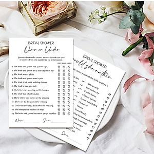 Tuiemie Minimalism Bridal Shower Game Cards, Wedding Shower Game Cards for 50 Guests, Double-Sided Game Cards, Over or Under Game and Would She Rather Game(xnbs04)