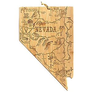 Totally Bamboo Destination Nevada State Shaped Serving and Cutting Board, Includes Hang Tie for Wall Display