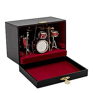 Broadway Gift Red Drum Set Music Instrument Miniature Replica on Stand, Size 5 x 5 x 4 in.