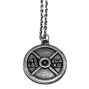 Santa Monica Charm Co. Weights & Fitness 45lb Plate Necklace Gym, Bodybuilding Fitness Training Gift