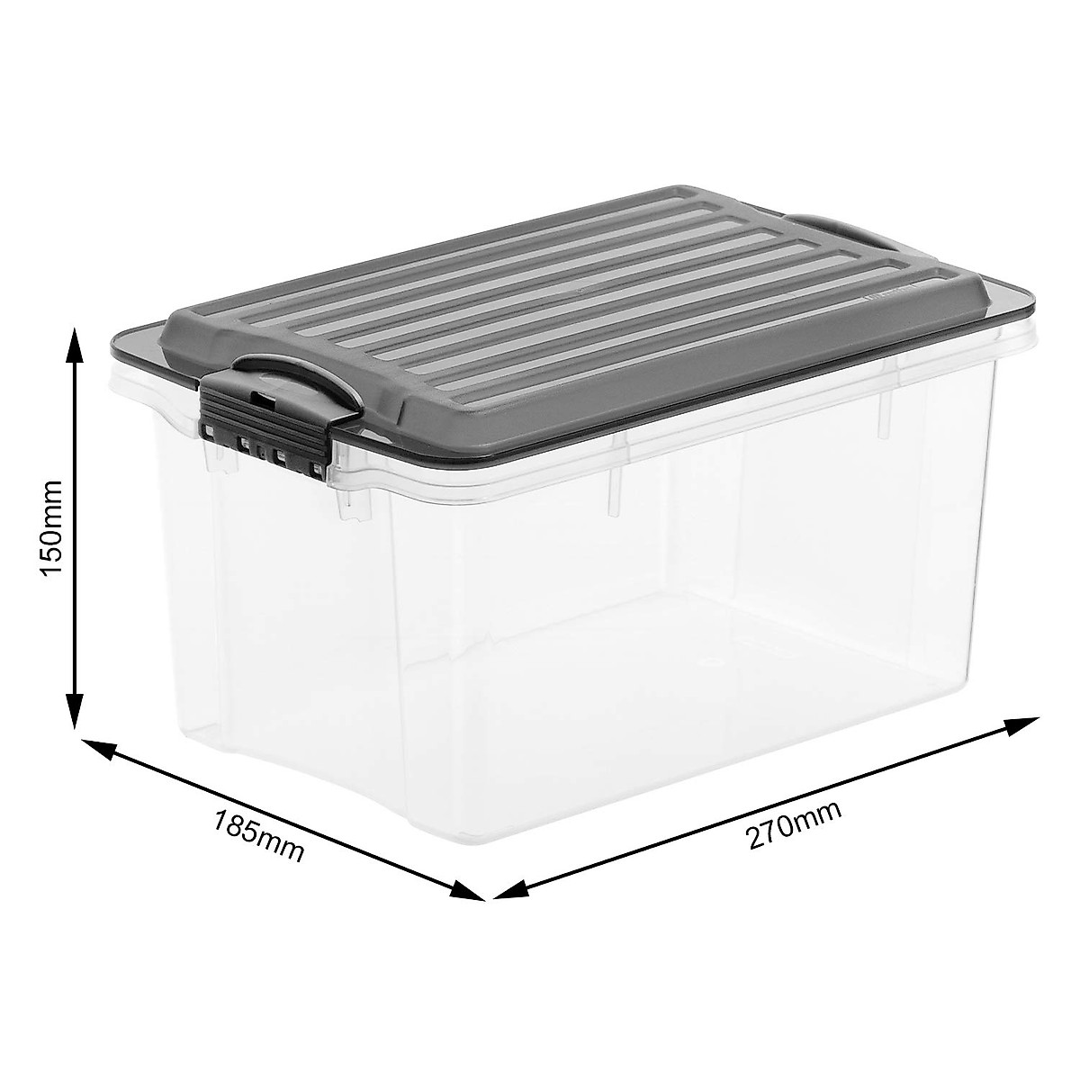 Rotho, Compact, Storage box 4.5 l with lid A5, Plastic (PP) BPA-free, grey/transparent, A5/45l (27,0 x 18,5 x 15,0 cm)