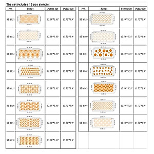 AK ART KITCHENWARE 15 PCS Plastic Airbrush Cookie Cake Stencils for Cake Decoration Fondant Decorating Stencils for Wall Painting Drawing Stencil Set Cake Tools ST-6151~6165
