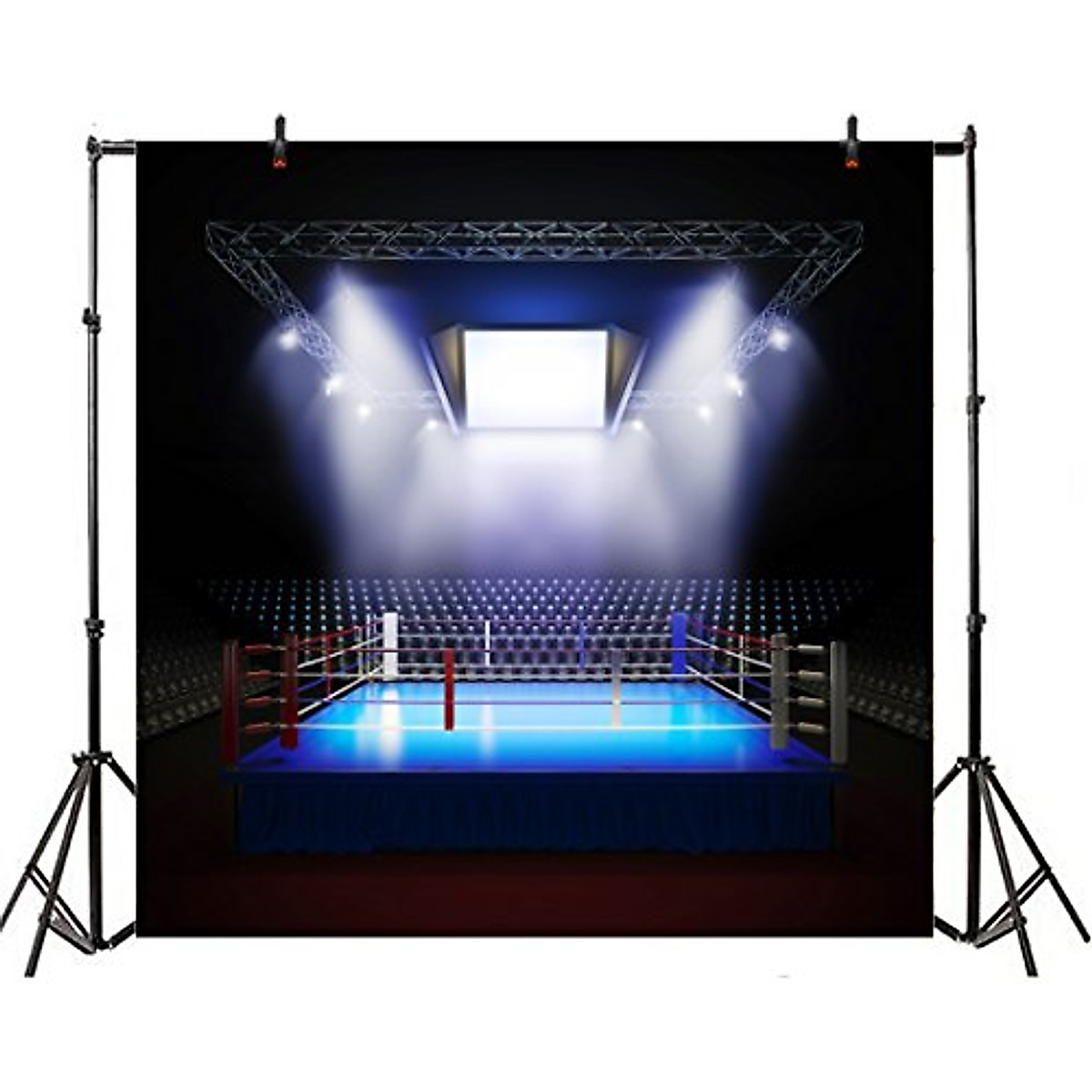 LFEEY 6x6ft Vinyl Boxing Backdrop for Photography Empty Professional Lighting Boxing Ring Void Squared Circle Prize Ring Arena Backdrop Sports Theme Party Supplies Birthday Photo Booth Studio Prop