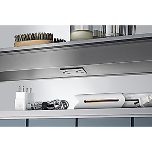 KOHLER K-81144-SLE-DA1 Maxstow Medicine Cabinet with LED Light, Mirror Door & Staggered Shelves, Rectangular Frame, 17" x 24"