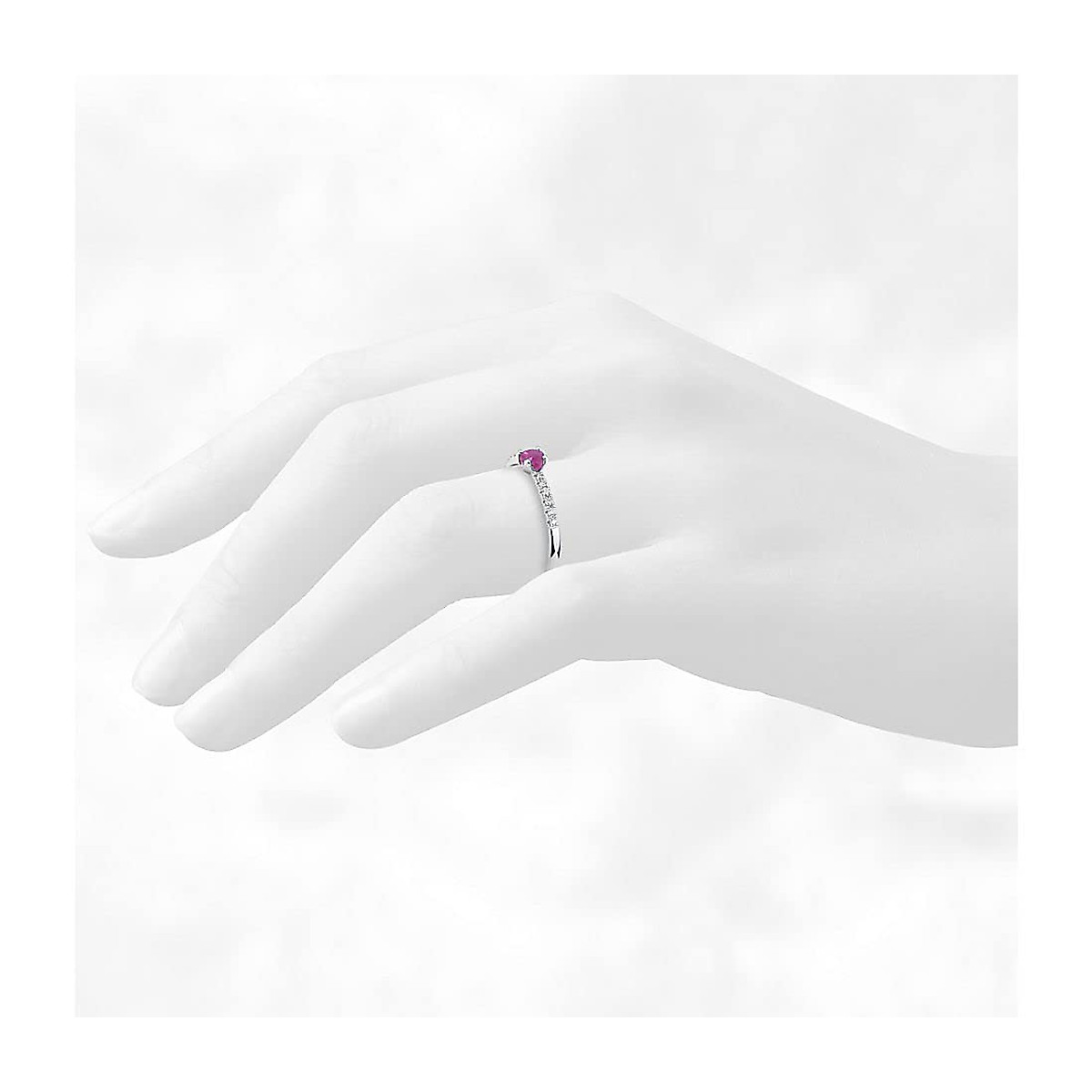 Jewelrygift 925 Sterling-Silver Halo Promise Ring Created Pink Sapphire Gtone Wedding Engagement Solitaire White Cubic Zircon Daily Wear Party Wear Ring Women and Jewelry : 5.5