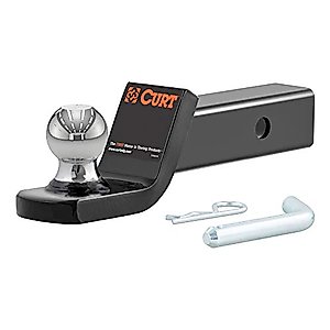 CURT 45131 Fusion Trailer Hitch Mount with 1-7/8-Inch Ball & Pin, Fits 2-Inch Receiver, 5,000 lbs, 2-In Drop, GLOSS BLACK POWDER COAT
