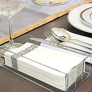 Guest Towel Napkin Holder, Acrylic Dinner Napkins Holder, Hand Towels Holder for bathroom, Guest Towels Storage Tray for Bathroom, Kitchen, Parties, Weddings, Events
