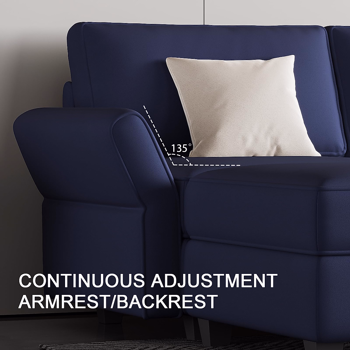 DANNRATCH Modular Sectional Sofa 7 Seat Oversized Convertible Sectional Couch with Reversible Chaise, Sleeper Velvet Modular Couch with Storage Seat for Living Room Furniture Sets Navy Blue