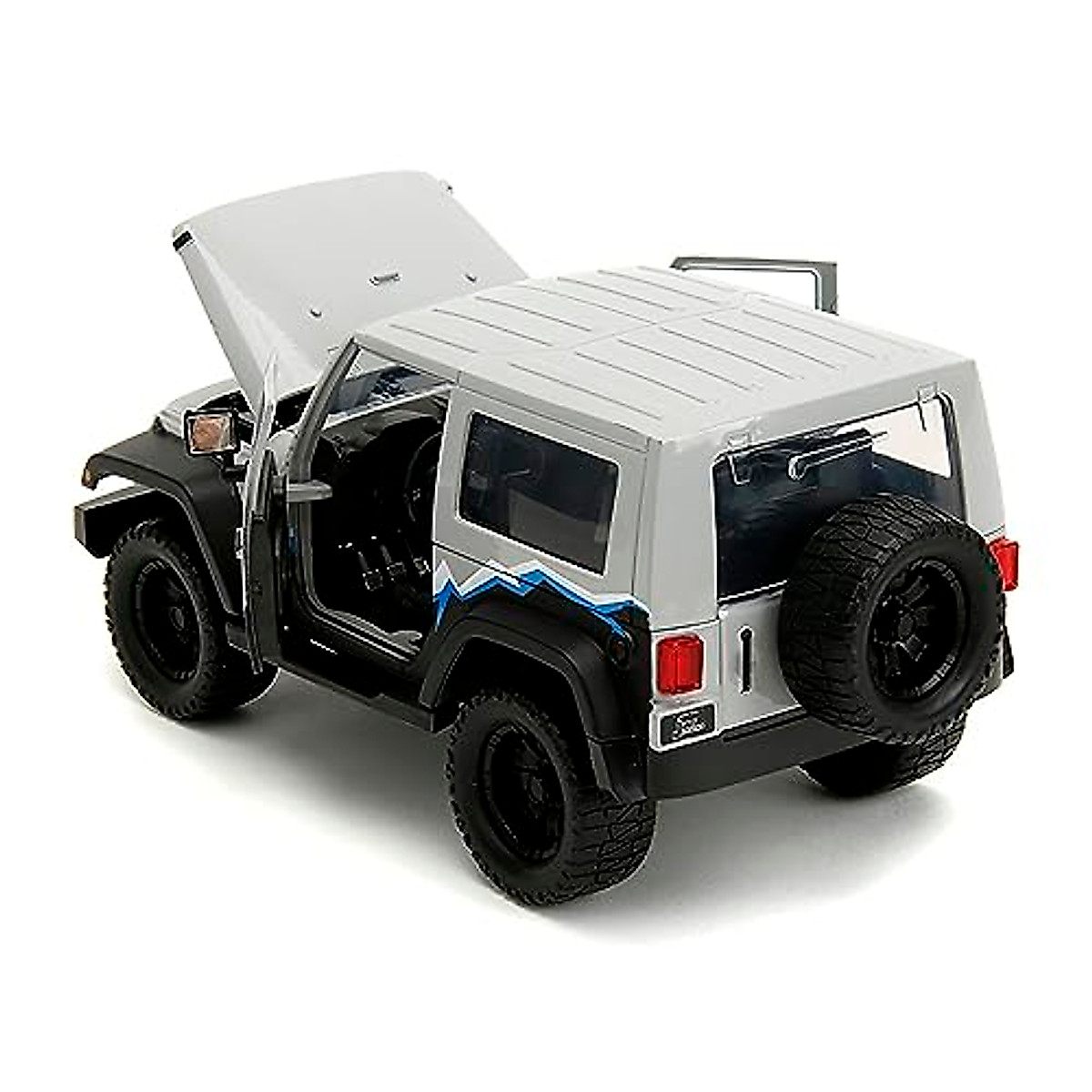 2007 Wrangler Gray and Black with Blue and White Stripes with Extra Wheels Just Trucks Series 1/24 Diecast Model Car by Jada 34194