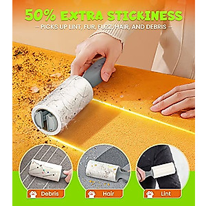 KONIZY Lint Rollers for Pet Hair Extra Sticky, 500 Sheets Mega Value Set Roller with 2 Upgraded Handles, 5 Portable Remover Clothes, Furniture, Carpet, Dog & Cat Removal