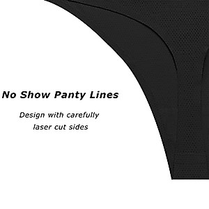 CRISAN Thongs for Women Seamless No Show Thong Stretchy Spandex Nylon Underwear Black X-Small