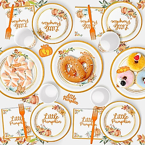 Little Pumpkin Baby Shower Party Decorations Set Serves 25, Little Pumpkin Baby Shower Plates and Cups, A Little Pumpkin is On The Way Baby Shower, Boy Girl Little Pumpkin 1st Birthday Party Supplies