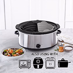 Slow Cooker Divider Liner fit 6 QT Crockpot, GISMTR Reusable & Leakproof Silicone Slow Cooker Divider Insert, Dishwasher Safe Cooking Liner for 6 Quart Crock Pot