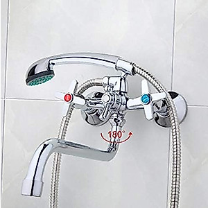 Kitchen Taps Classic Shower Bath Faucet Long Nose Bathtub Mixer Hot And Cold Water Dual Handle Dual Control
