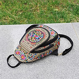 Kteubro Women's Mini Embroidery Backpack, Backpack With Detachable Strap, Multifunction Single Strap Chest Bag