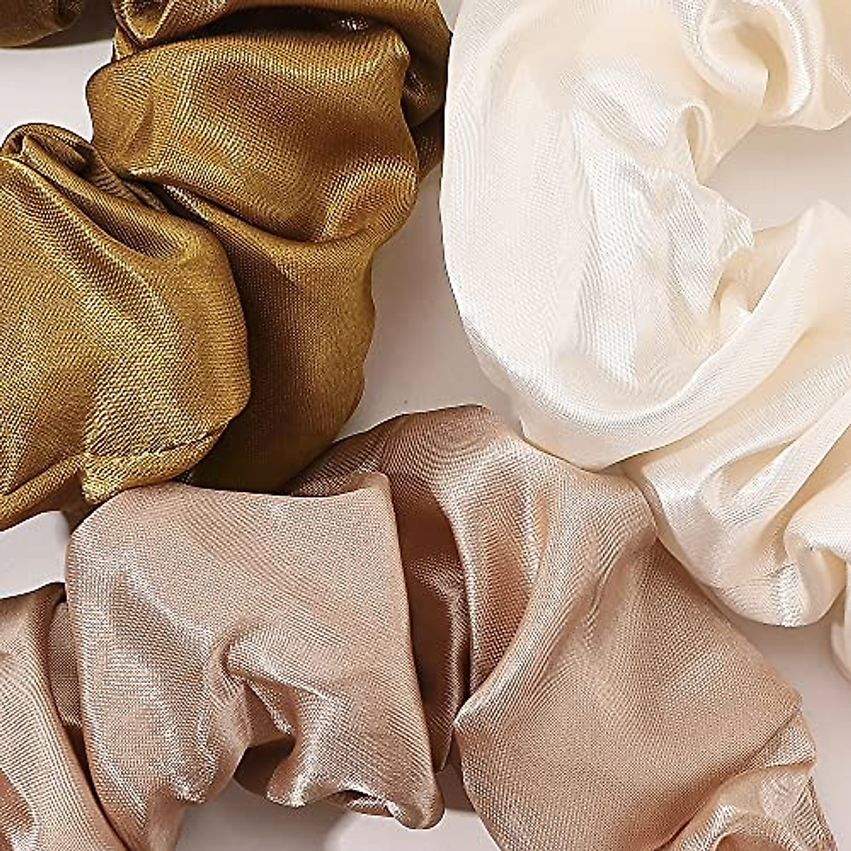 Scrunchies Hair Ties Silk Satin Scrunchy - Hair Elastics Bands Ponytail Holder Pack of Neutral Scrubchy Hair Accessories Women Girls