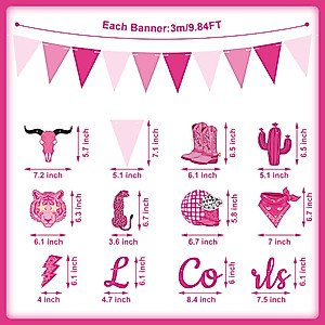 5 PCS Let’s Go Party Banner Hot Pink Party Decorations Cowgirl Pennant Flag Come on Girls Banner Princess Themed Hanging Decor for Birthday Princess Wedding Bridal Shower Party Supplies