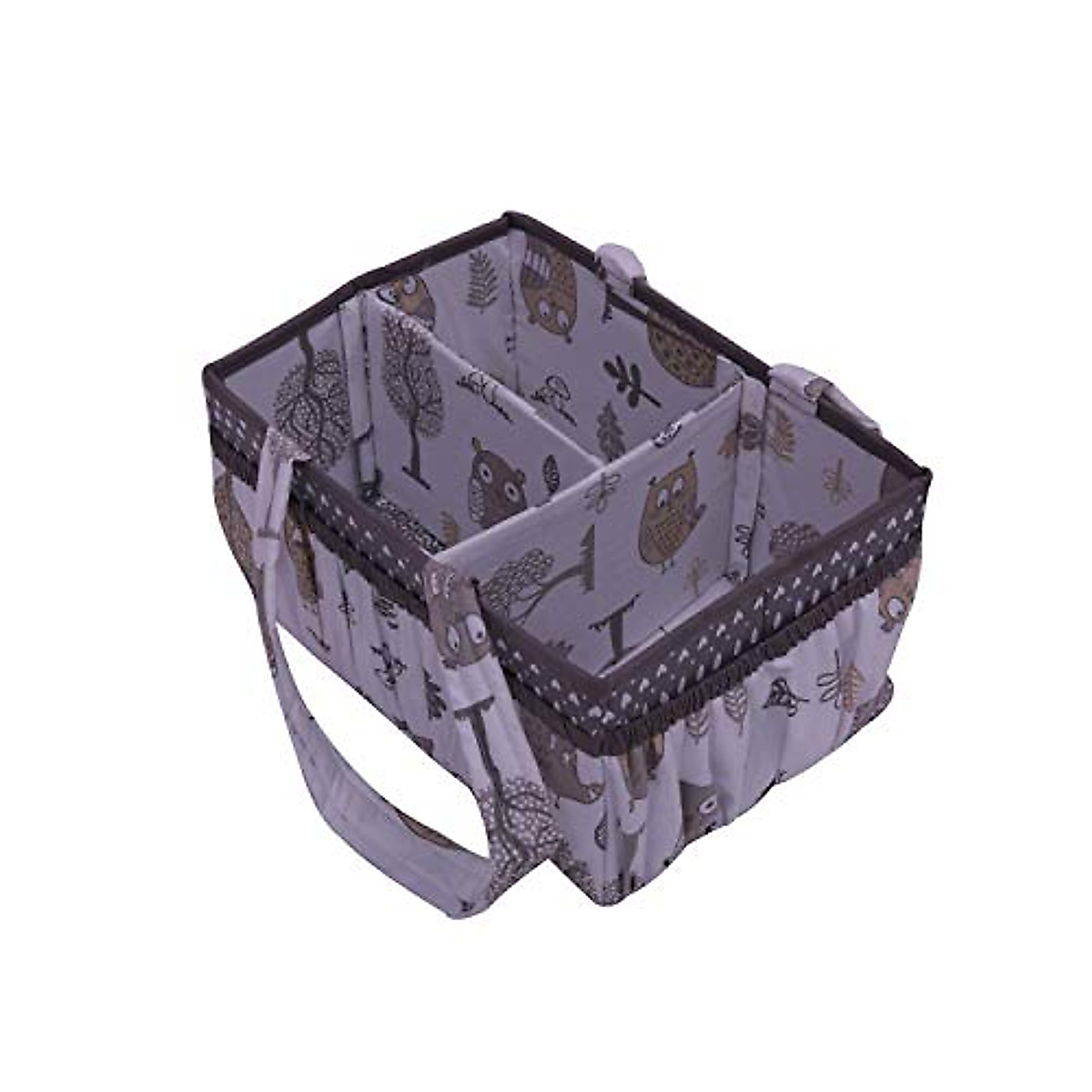 Bacati Unisex Cotton, Nursery Storage Caddy, Grey/Beige