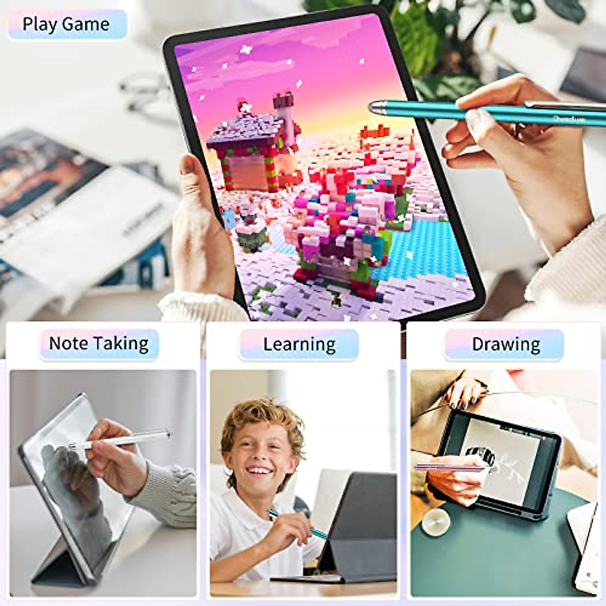 Stylus Pens for Touch Screens (6 Pack), High Sensitivity Fiber Tip Stylus Pen with Clip for Apple iPad, iPhone, Android, Tablets, Samsung, Galaxy