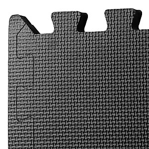 F2C 6 Pieces Puzzle Exercise Mat EVA Foam Interlocking Tiles with 12 End Borders for Gym Home Exercise Workout Floor Protecting Black