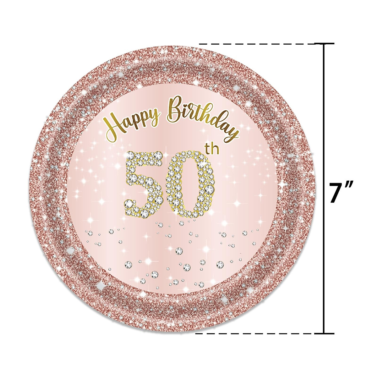 Rose Gold Birthday Party Supplies,Disposable Party Tableware Sets - 50 Years Paper Plates,Napkins,Forks ,Knives,Tablecloths,50th Birthday Decorations for Women,Service 24 Guests