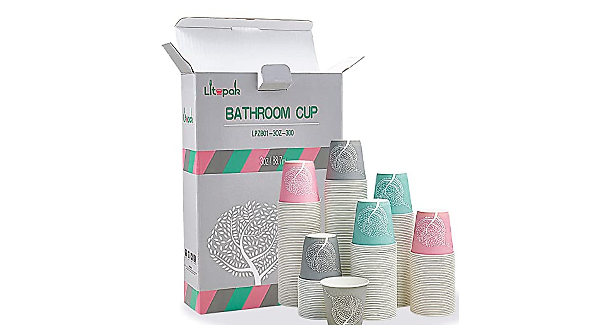 LITOPAK 300pk 3oz Disposable Bathroom Cups - Colorful & Leak-Proof