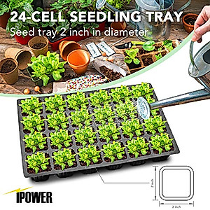 iPower Heating Seed Starter Germination Kit Seedling Propagation Tray with Heater and 5in Vented Humidity Dome, 1-Pack, Black&Transparent