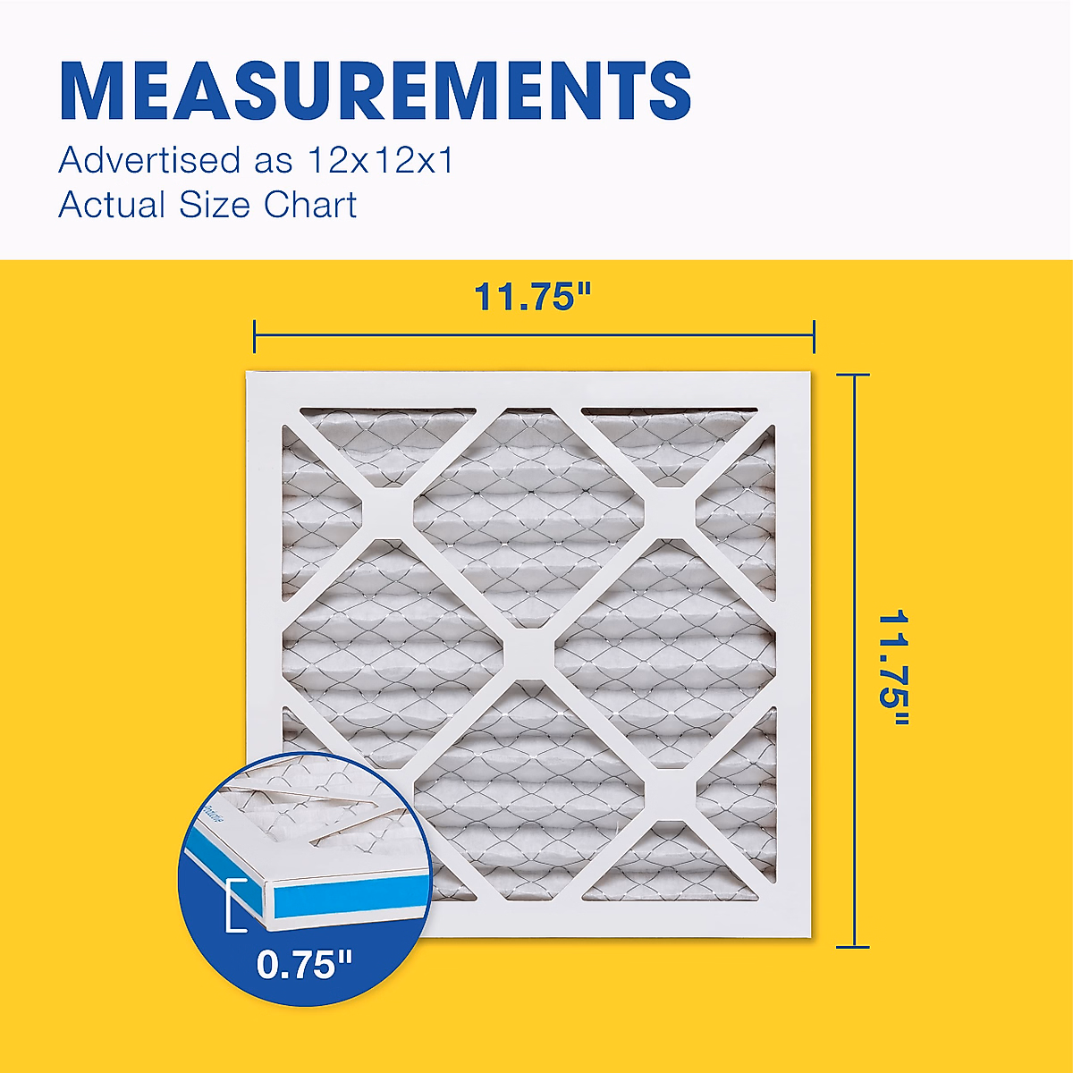 Aerostar 12x12x1 Air Filter MERV 11 (For Allergies, Dust, Lint, Mold, Pet Dander, Smoke & Smog) - Electrostatic MPR 1000 - 1200 & FPR 7 - Pleated HVAC AC Furnace Air Filters - Pack of 4