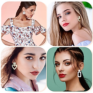 3 Pairs Retro Acrylic Earrings 70s 80s Outfit Costume Accessories Double Love Heart Halloween Christmas Dangle Earrings Disco Ball Neon Earrings for Women Gifts