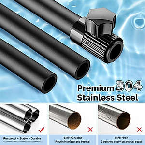 Roleader Corner Shower Tension Pole: Rust Proof 4Tier Shampoo Storage Organizer for Inside Shower-Telescoping Rod Rack Bathroom and Bathtub-Restroom Floor Standing Bath Holder Black