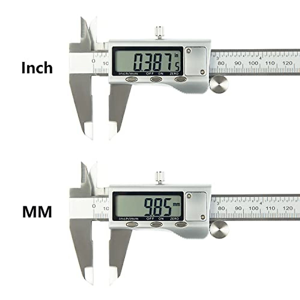 Beslands Digital Caliper 0-6"/0-150mm Electronic Vernier Caliper Measuring Tool, Digital Micrometer with Large LCD Screen, Stainless Steel, Inch Metric Conversion with Protective Case, Extra Battery