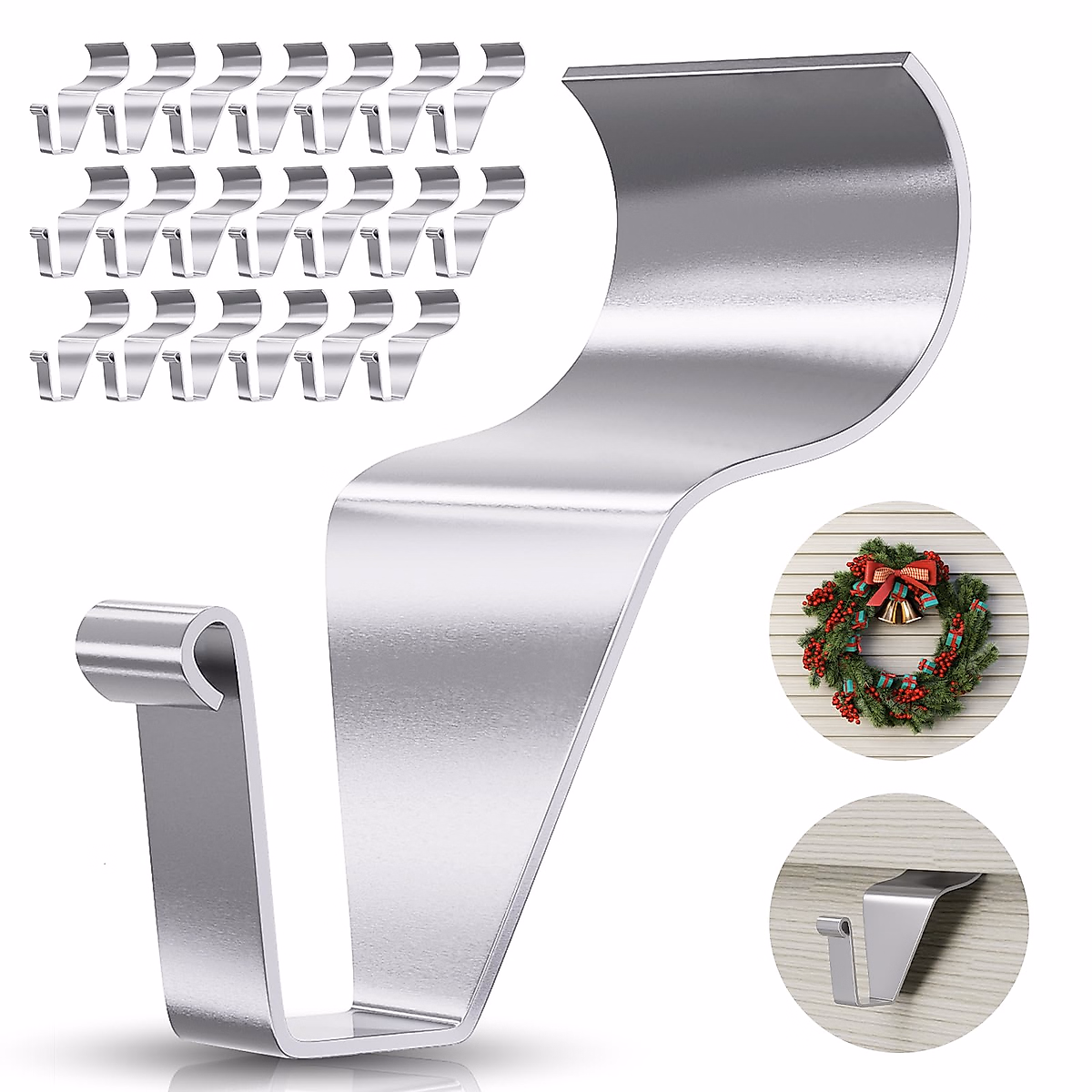 Heavy-Duty Stainless Steel Siding Hooks,20 Pack Vinyl Siding Hooks Hanger,No Hole Siding Hanging Hanger for Hanging on Patio,Vinyl Siding Clips Applicable to Outdoor or Holiday Decoration