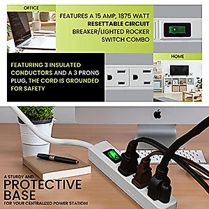 GoGreen Power (GG-13002MS) 3 Outlet Power Strip, White, 2.5 Ft Cord